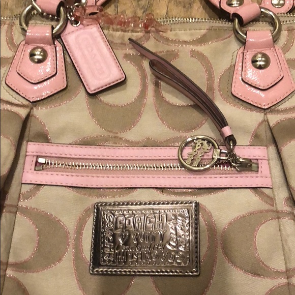 Coach | Bags | Metallic Pink And Tan Coach Poppy Tote Bag | Poshmark
